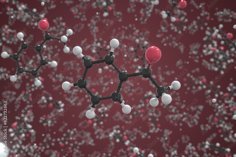 Molecule of acetophenone, ball-and-stick molecular model. Science ...