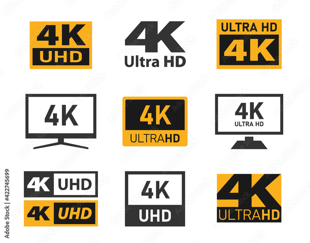 4k UHD display resolution icons, 4k Ultra Hd screen specifications ...