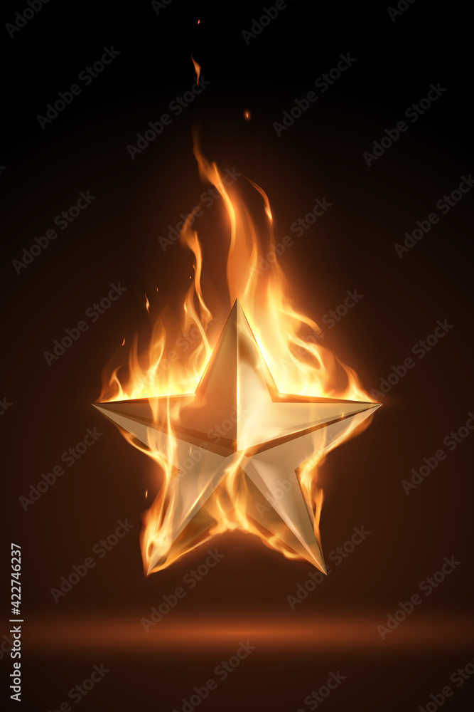 Gold star in fire flames Stock Vector | Adobe Stock