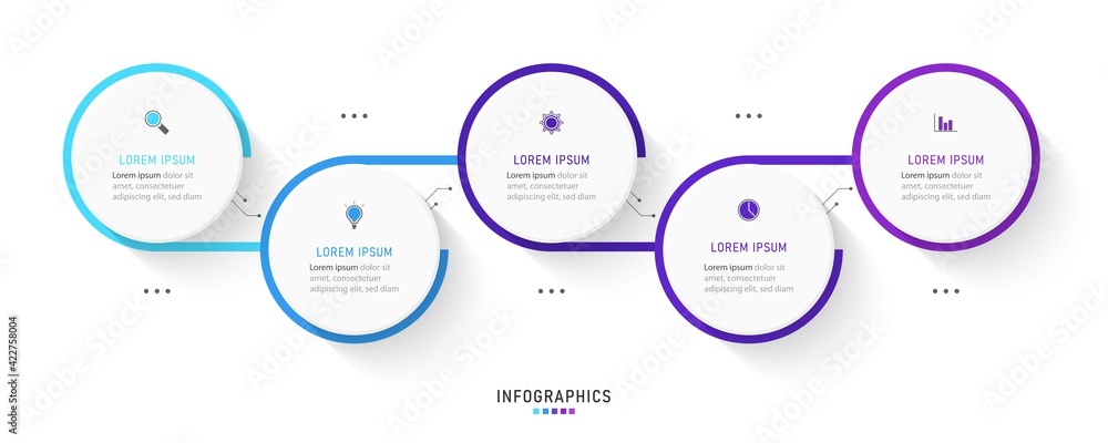 Vector Infographic label design template with icons and 5 options or ...