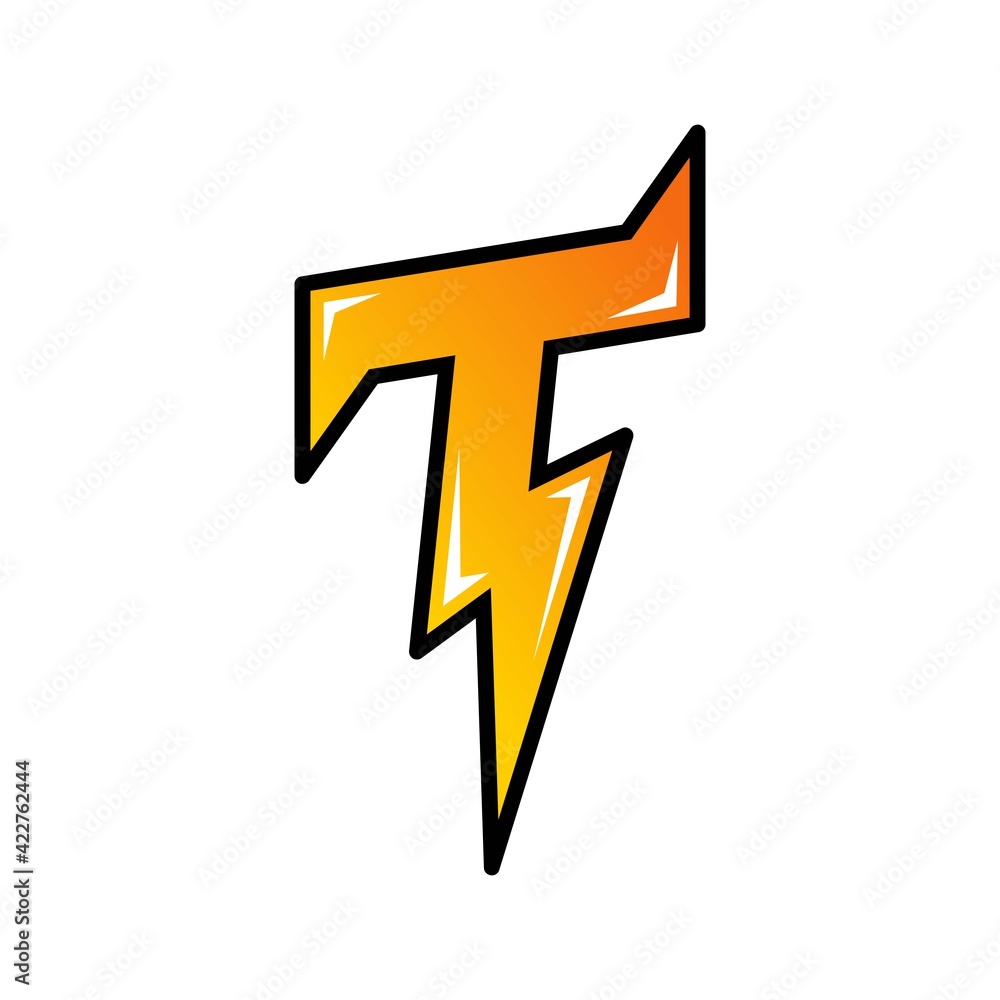 letter T lightning bolt logo design Stock Vector | Adobe Stock