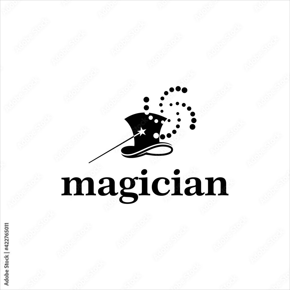 hat and stick magician logo design for trick vector illustration Stock ...