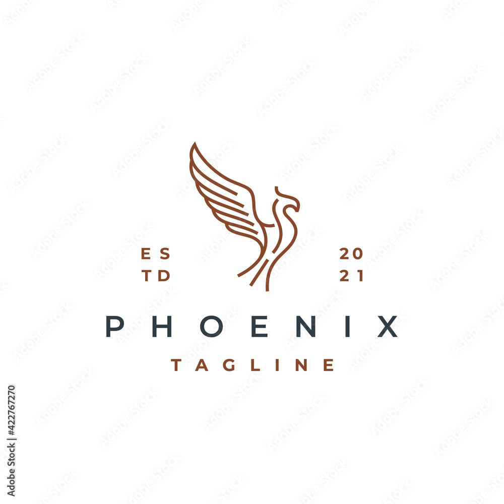 Line Art Phoenix Logo Design Vector Template Stock Vector | Adobe Stock