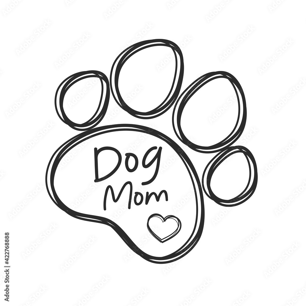 Dog mom text design from dog footprints and hearts For the shirt ...