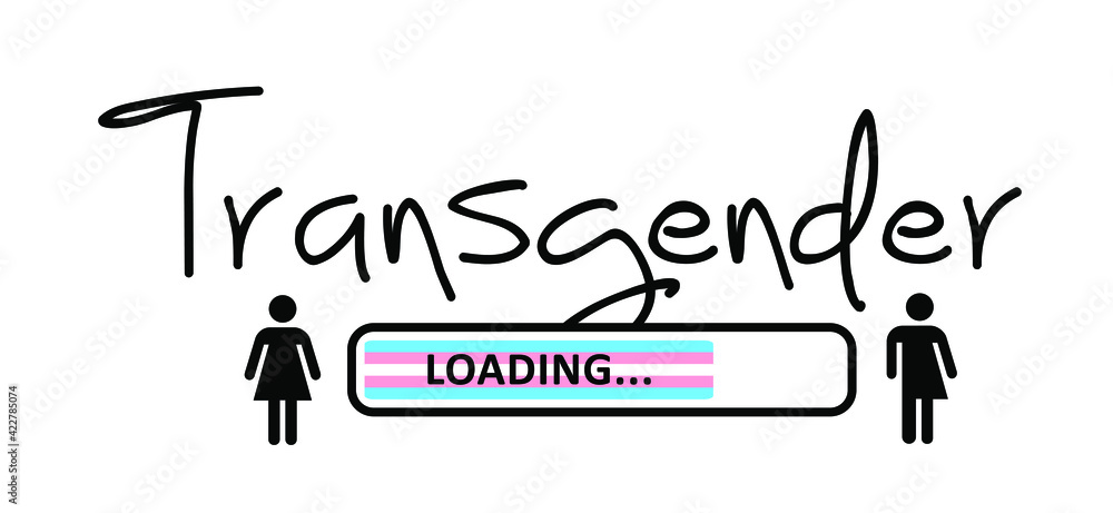 Slogan transgender loading, please wait. gender symbols. Male, female ...