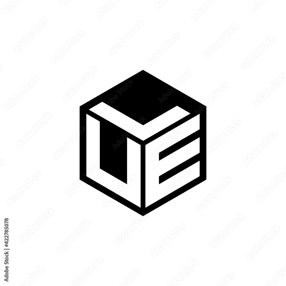 UEL letter logo design with white background in illustrator, cube logo ...