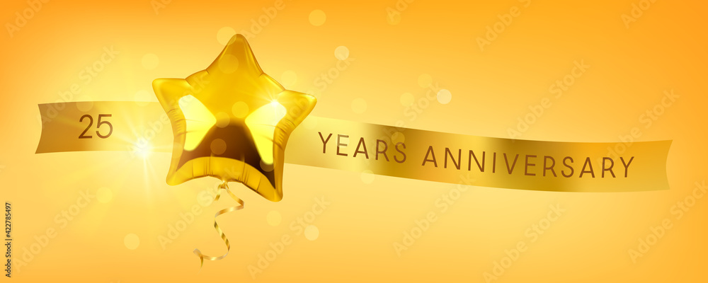 25 years anniversary vector logo, icon. Graphic symbol with golden ...