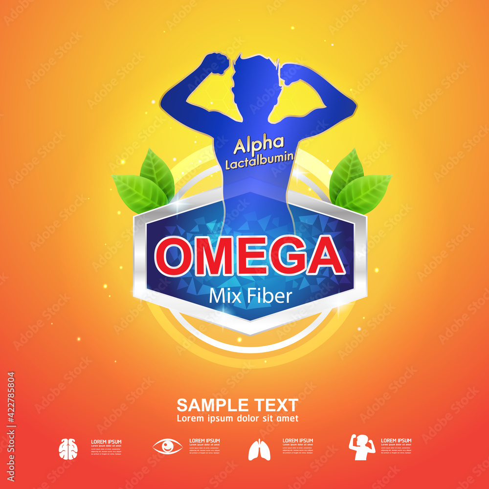 Omega Vitamin and Nutrients Logo for Products Template Stock Vector ...