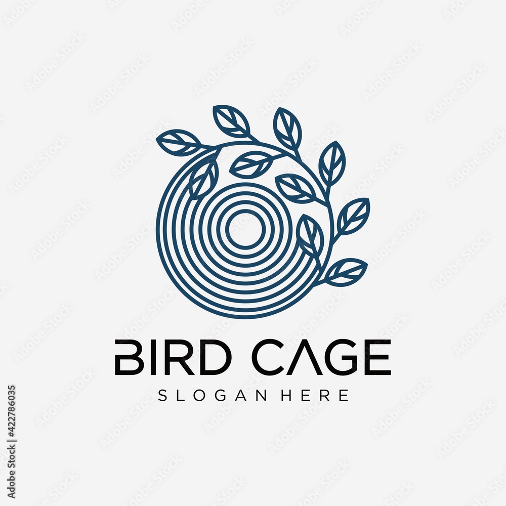 natural bird cage logo Bird logo design template with line art. Stock ...