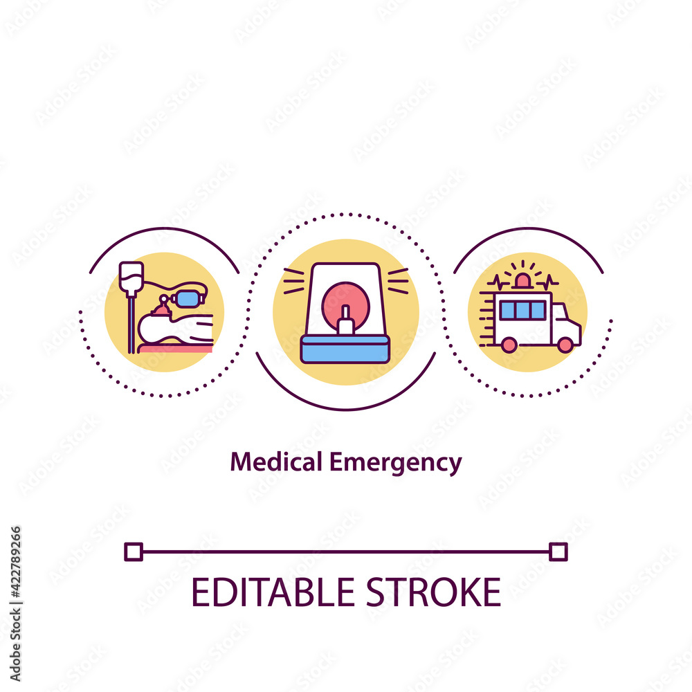 Medical emergency concept icon. Acute injury or illness that poses ...