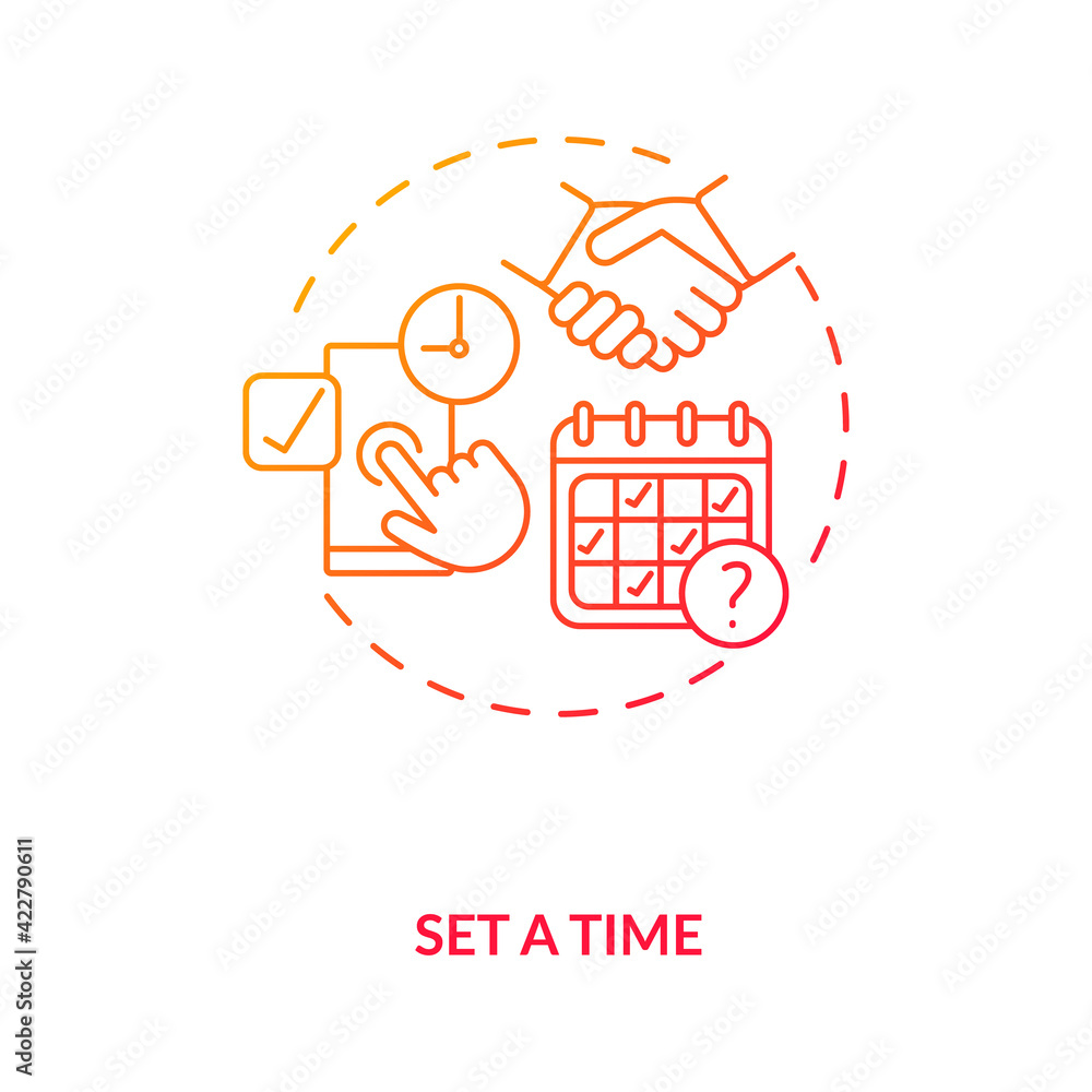 Set first date time tips concept icon. Select date, make appointment ...