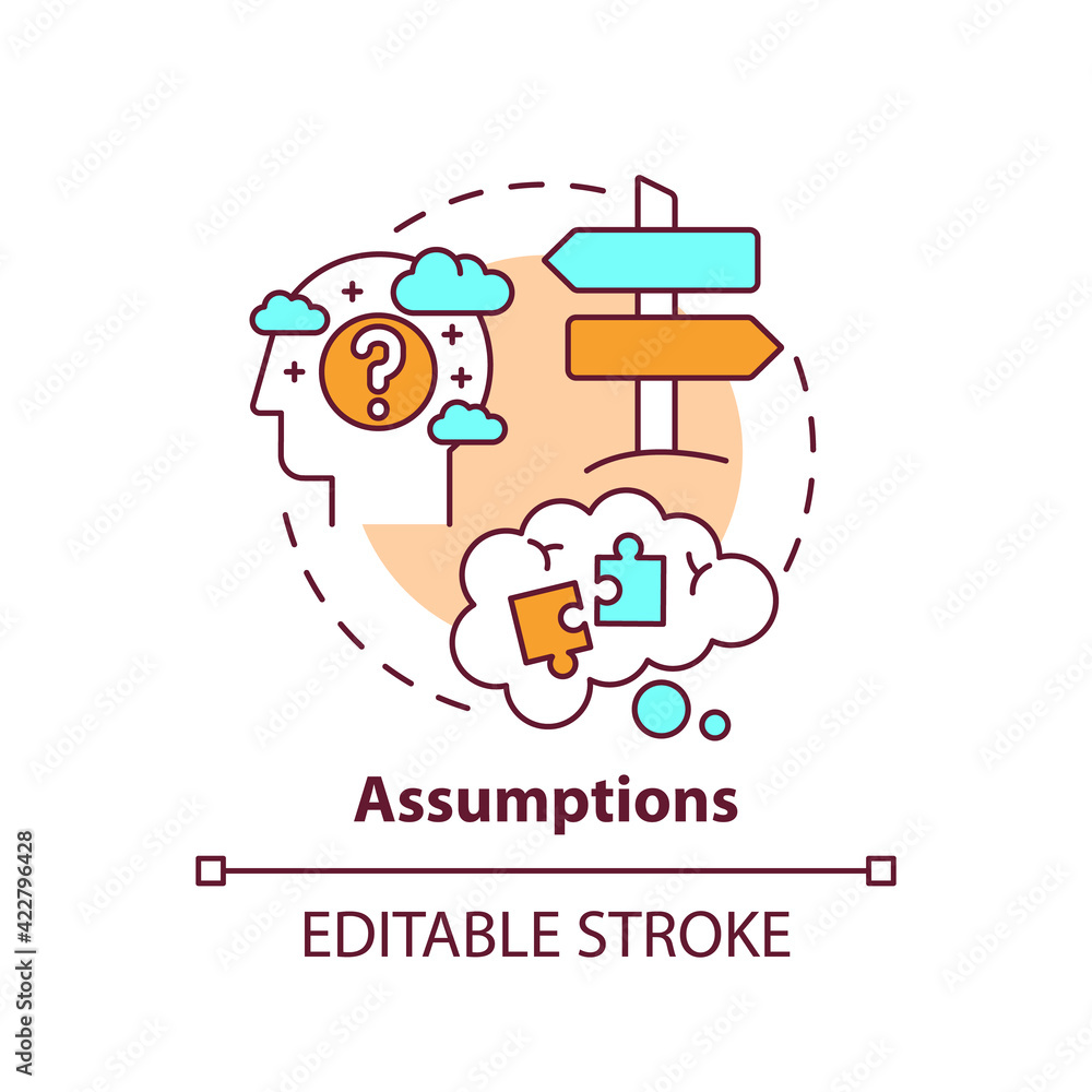 Vetor de Assumptions concept icon. Proof for theory. Presumption ...
