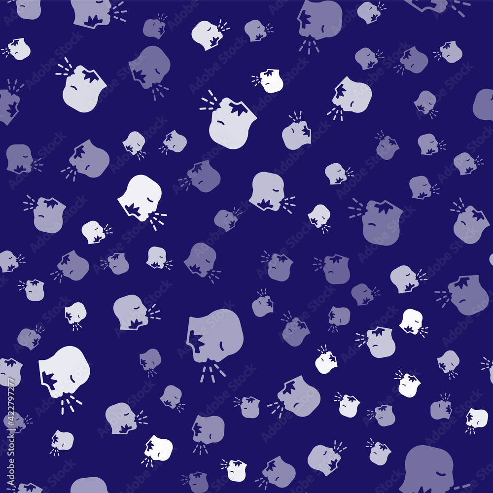 White Man coughing icon isolated seamless pattern on blue background ...