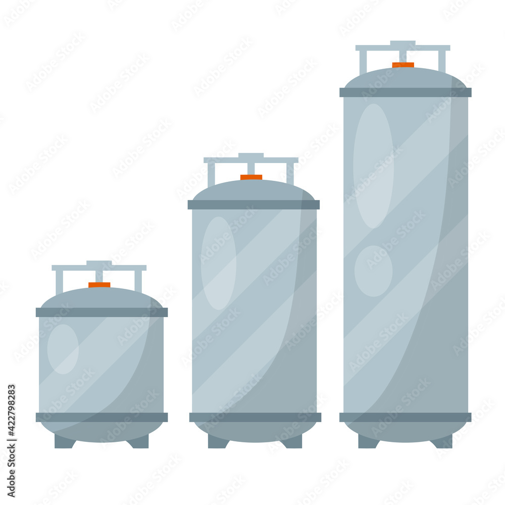 Boiler for heating water. Big and small grey tank. Sanitary engineering ...