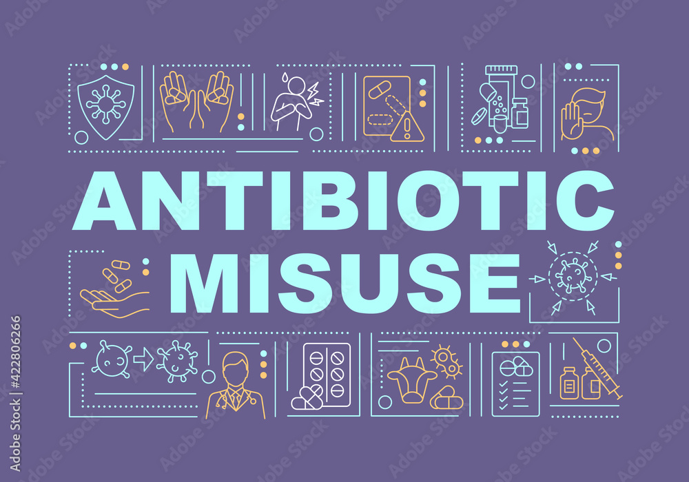 Antibiotic misuse word concepts banner. Inappropriate treating ...