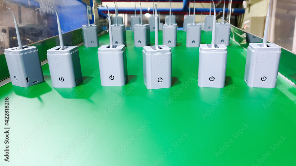 Plastics injection molding, on the production department line, in the ...