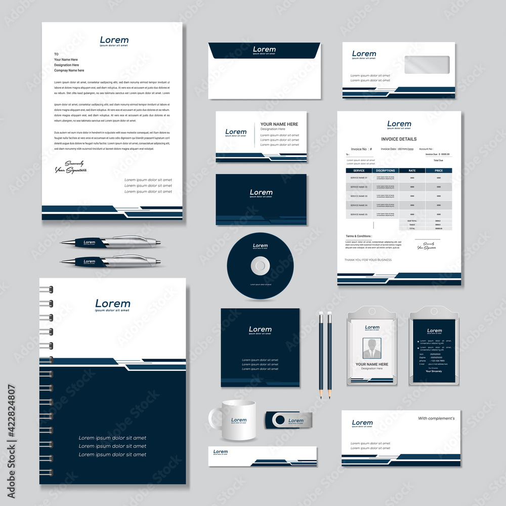 Elegant professional business stationery items set. corporate identity ...