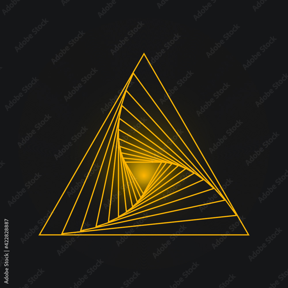 Yellow vector shape in triangle form. Gray background. Trendy design ...