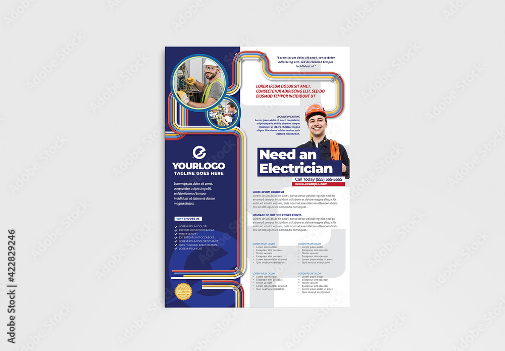 Electrician Service Poster Layout Stock Template | Adobe Stock