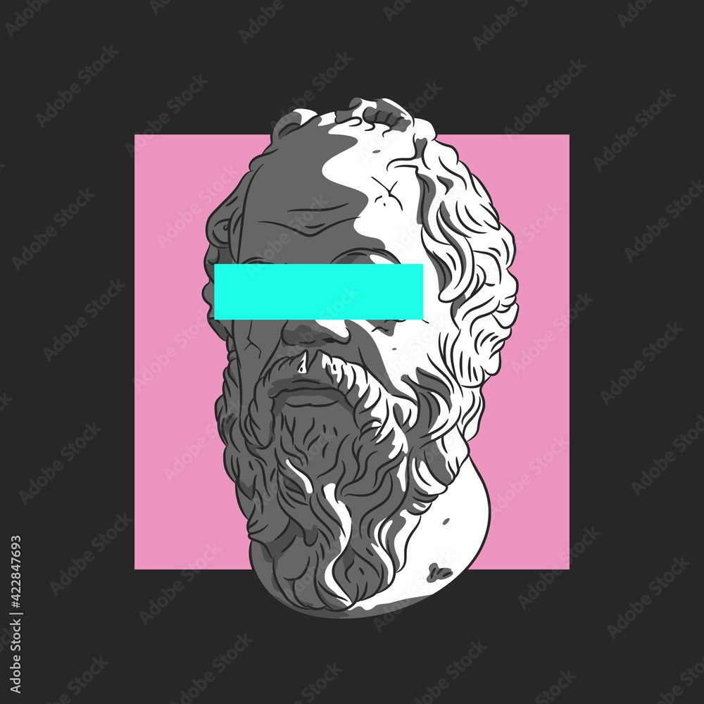Bust of Socrates. Ancient Greek philosopher.Abstract background Stock ...