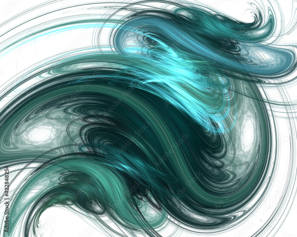 Elegant vortex in smooth zigzag. Fluid shape in turquoise color on ...