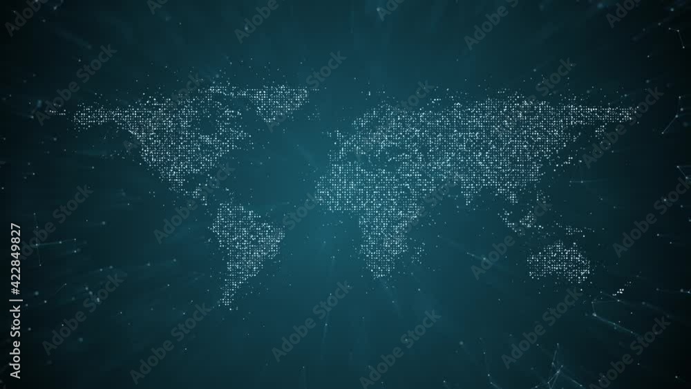 Conceptual earth world map on dark digital artificial intelligence ...