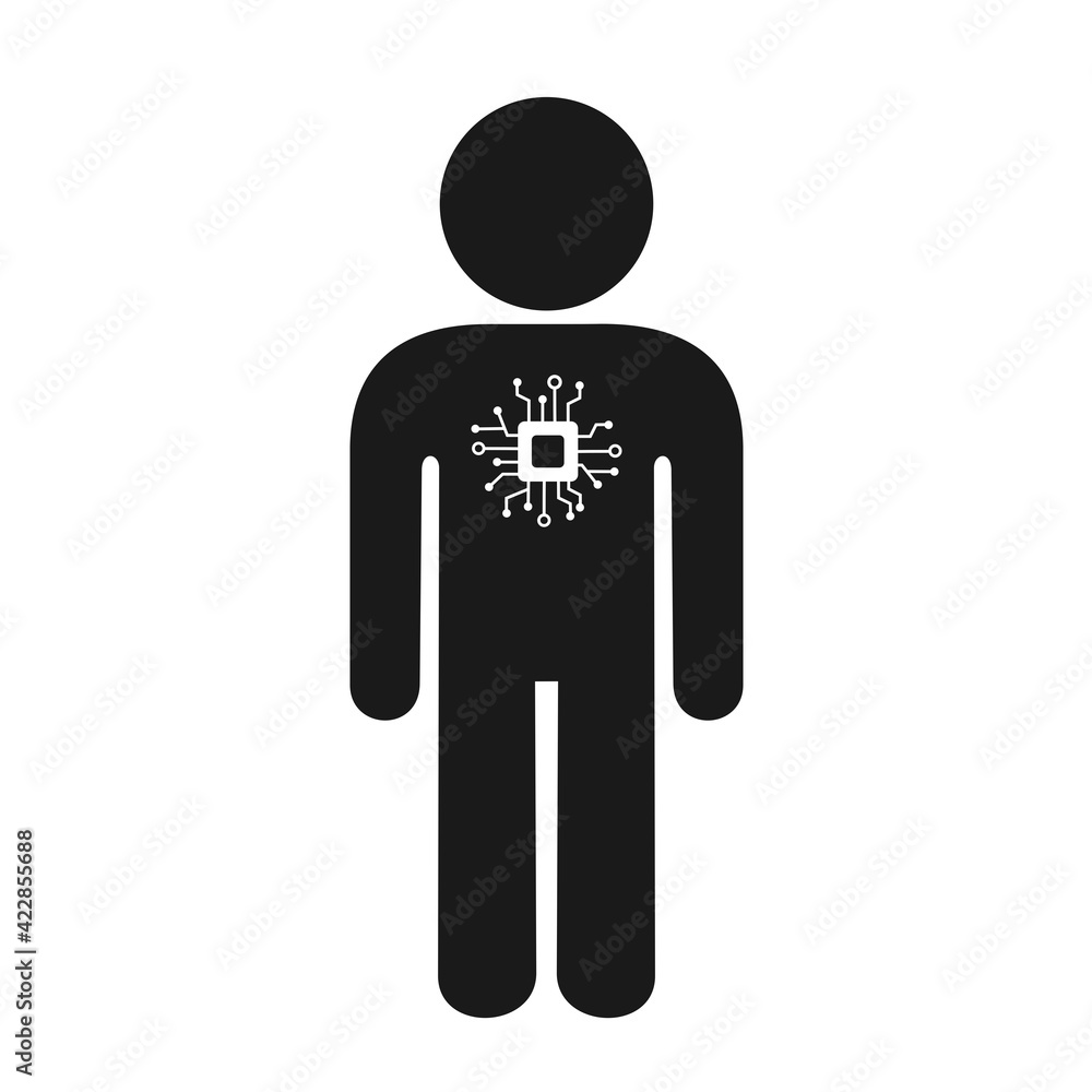 Android and humanoid - silhouette of human with processor ...