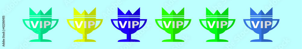 set of vip trophy logo cartoon icon design template with various models ...