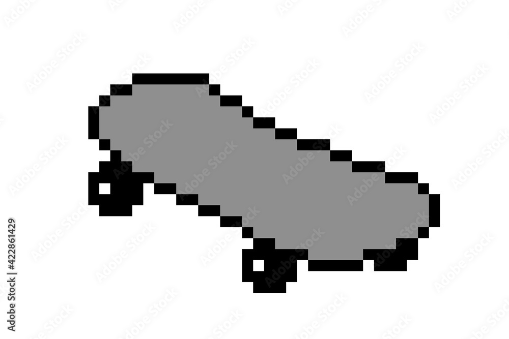 Pixel art skateboard icon isolated on white background.; 8 bit old ...