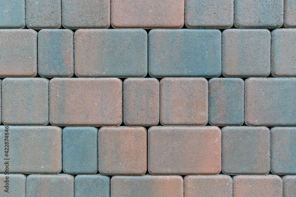 Paving stones are rectangular and square with rounded corners. Color ...