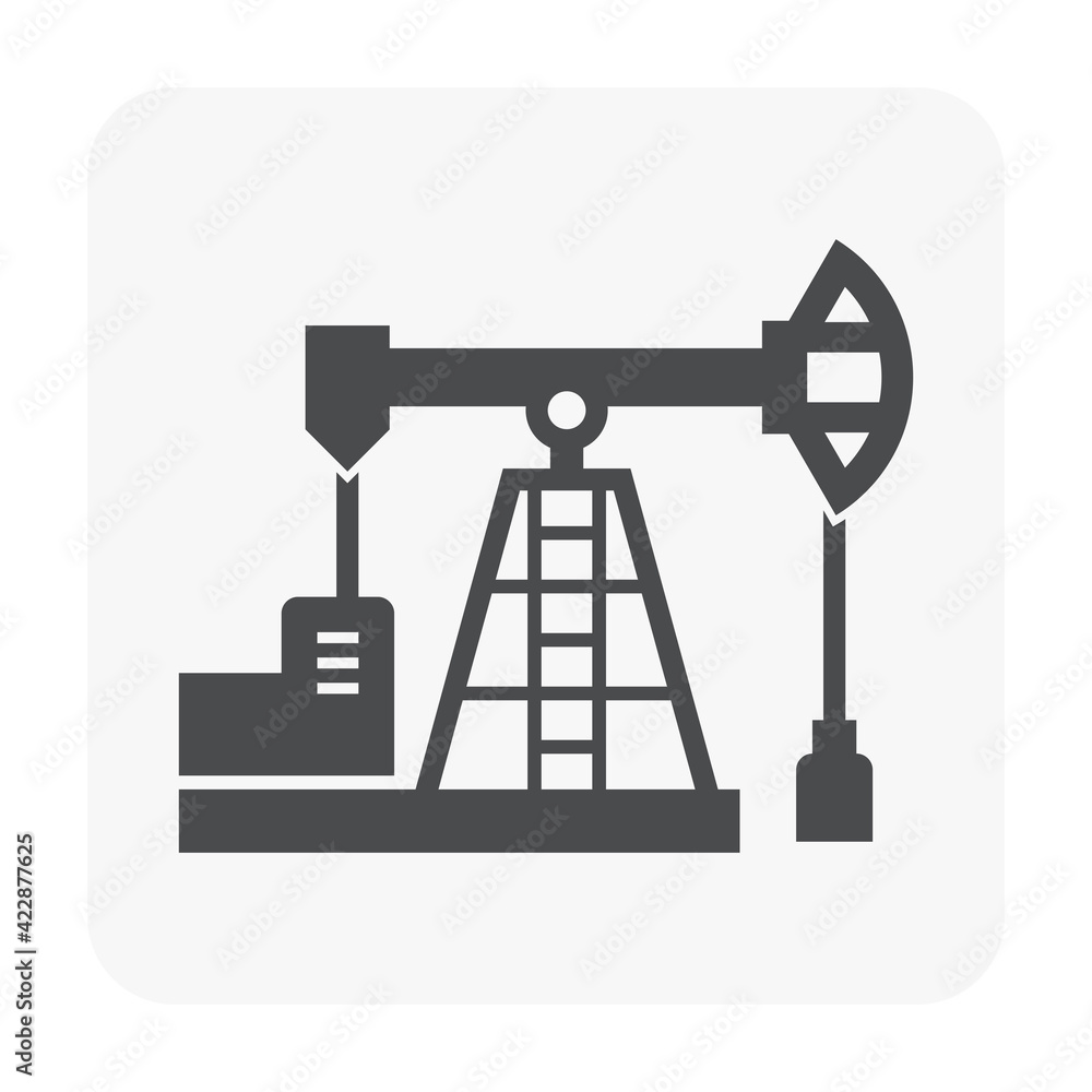 Oil pump or pumpjack vector icon. Industrial machine equipment or ...