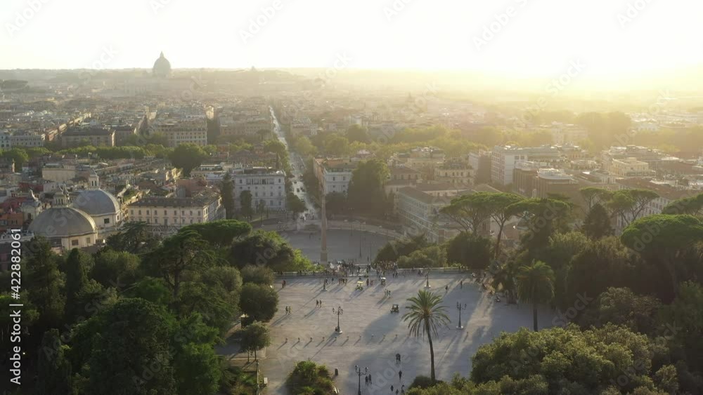 Aerial view of the Piazza del Popolo, famous square in Rome, Italy ...