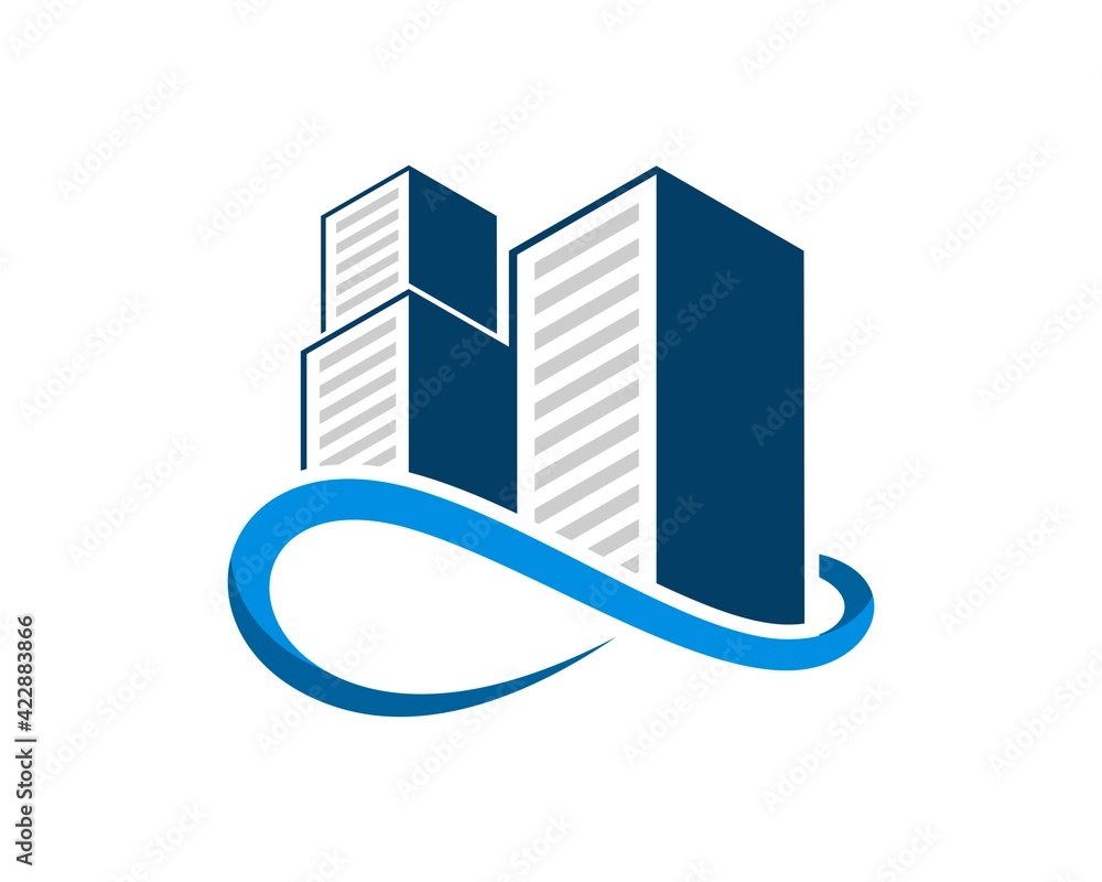 Infinity symbol with city building on the top Stock Vector | Adobe Stock