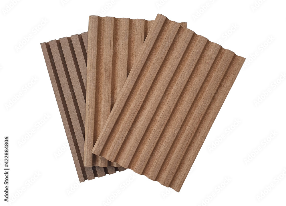 stack of wooden corrugated panel samples showing multi pattern of ...
