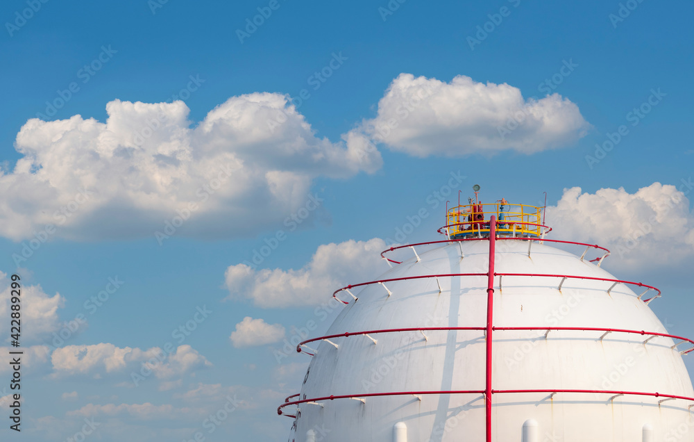 Industrial gas storage tank. LNG or liquefied natural gas storage tank ...