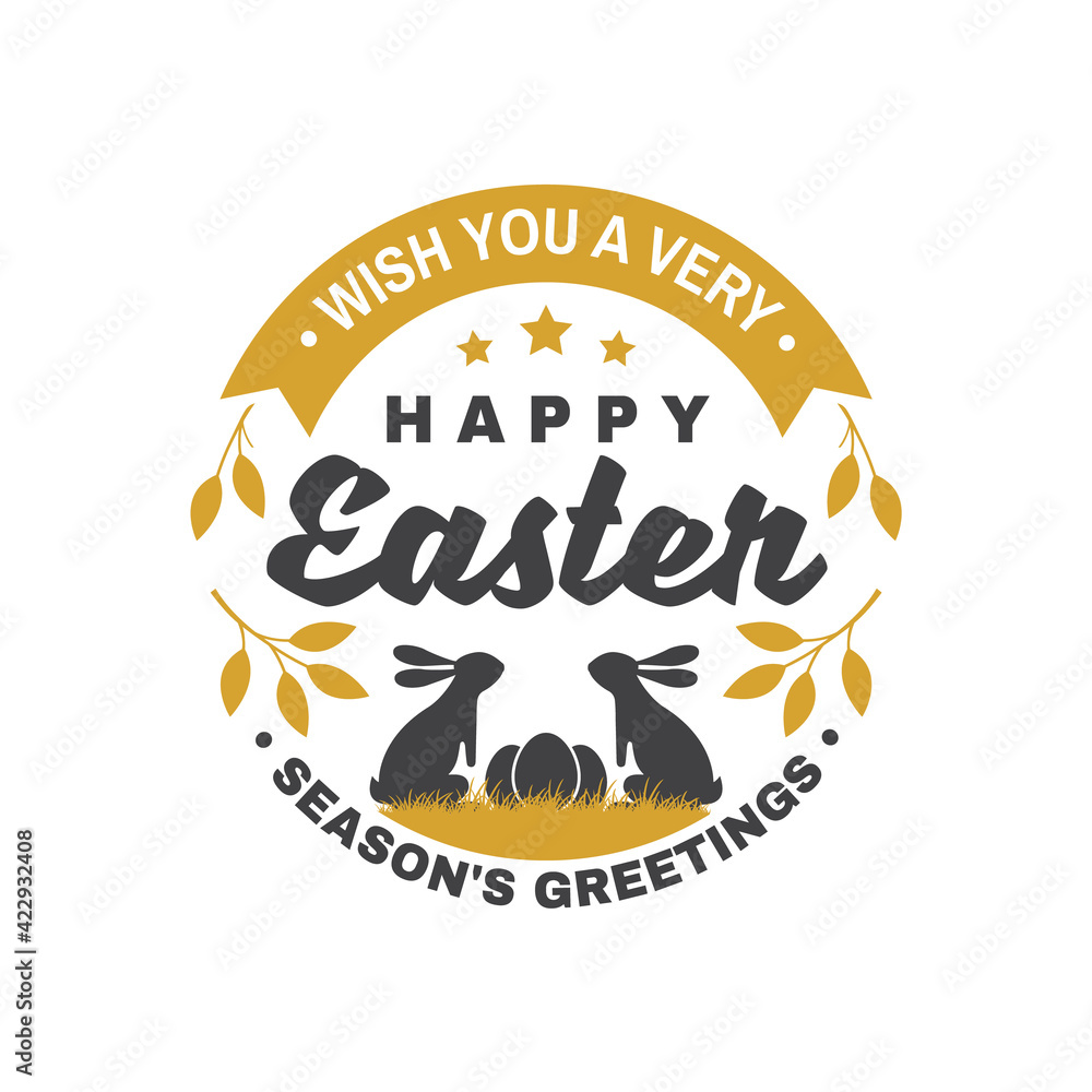 We wish you a very happy easter card, badge, logo, sign. Vector ...