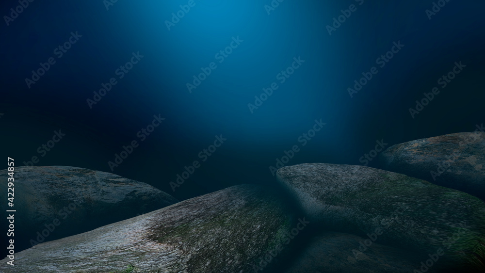 Depth of sea water, the bottom of the sea, the rays of the sun through ...