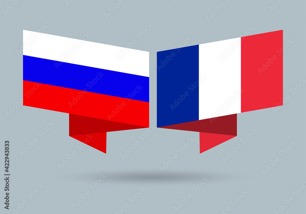 France and Russia flags. Russian and French national symbols. Vector ...