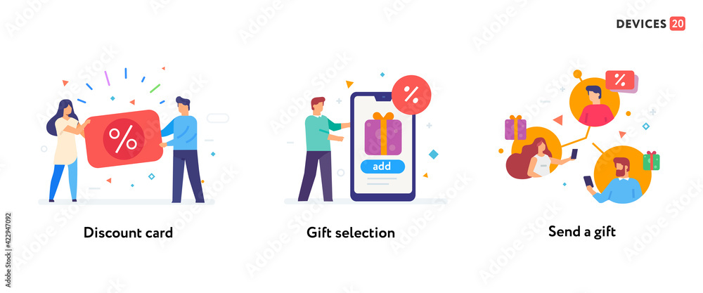 People use gadgets. set of icons, illustration. Smartphones tablets ...