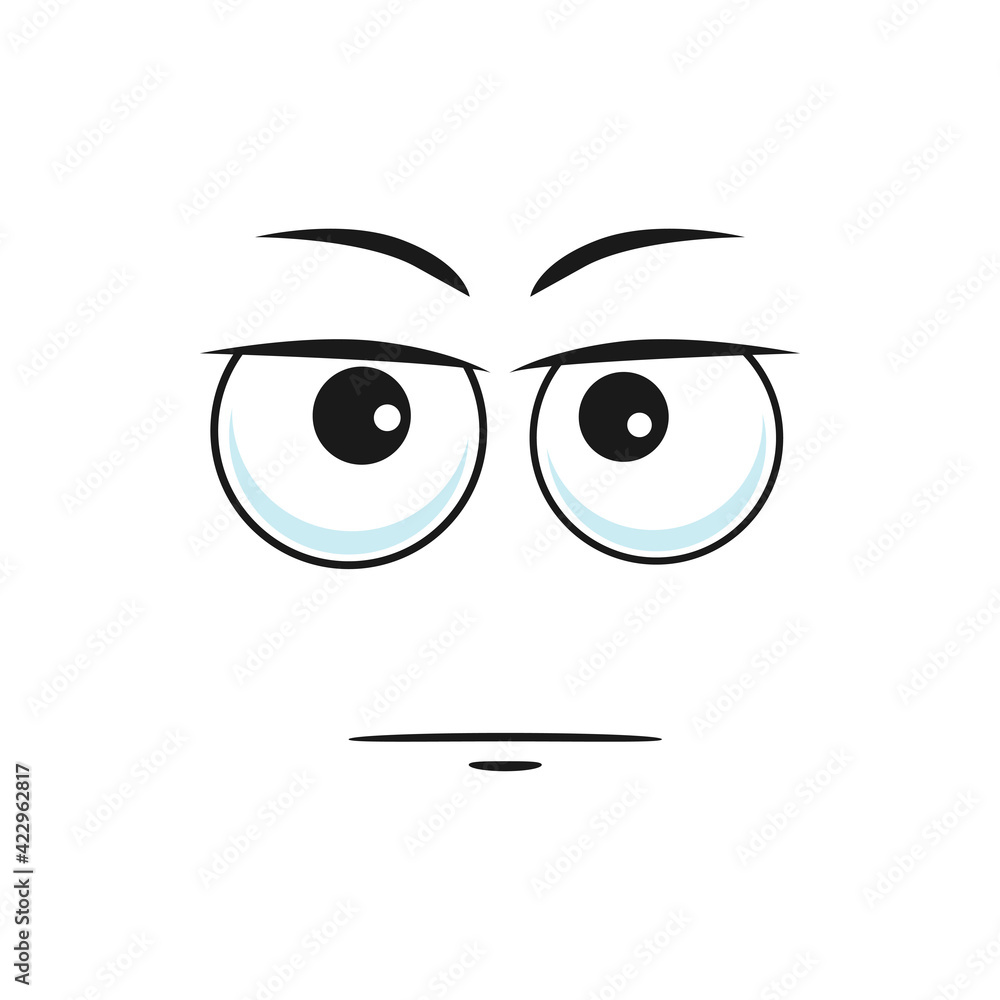 Cartoon face vector icon, indifferent emoji, facial expression with ...