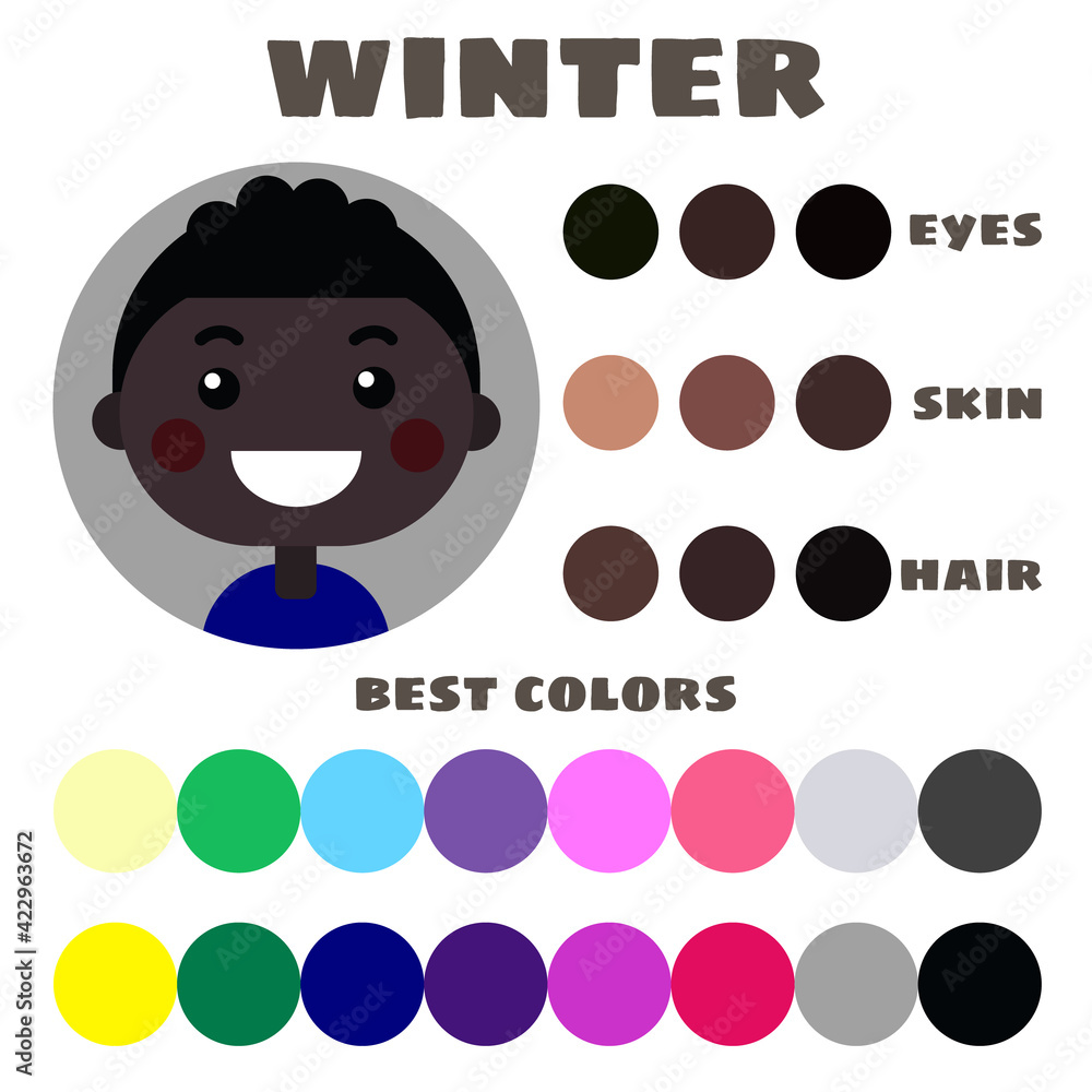 Stock vector color guide. Eyes, skin, hair color. Seasonal color ...