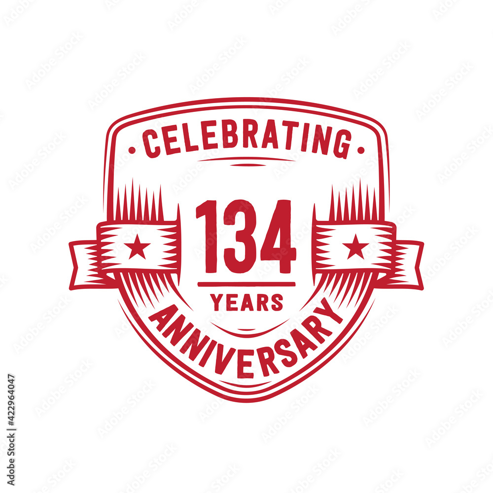 134 years anniversary celebration shield design template. 134th ...