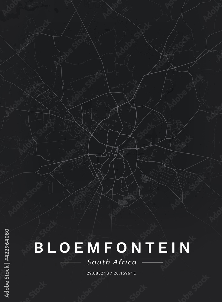 Map of Bloemfontein, South Africa Stock Illustration | Adobe Stock