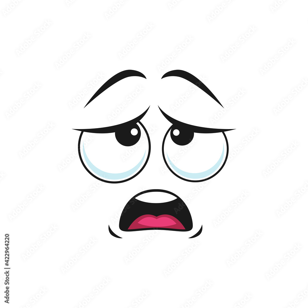 Indifferent uncertain emoji, comic smiley head, depressed emoticon ...