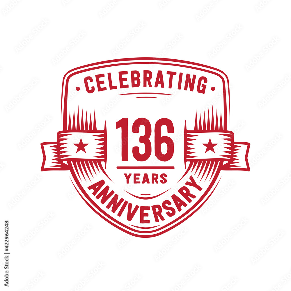 136 years anniversary celebration shield design template. 136th ...