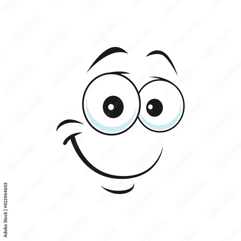Happy smiley with laughing mouth, emoticon emoji print isolated thin ...