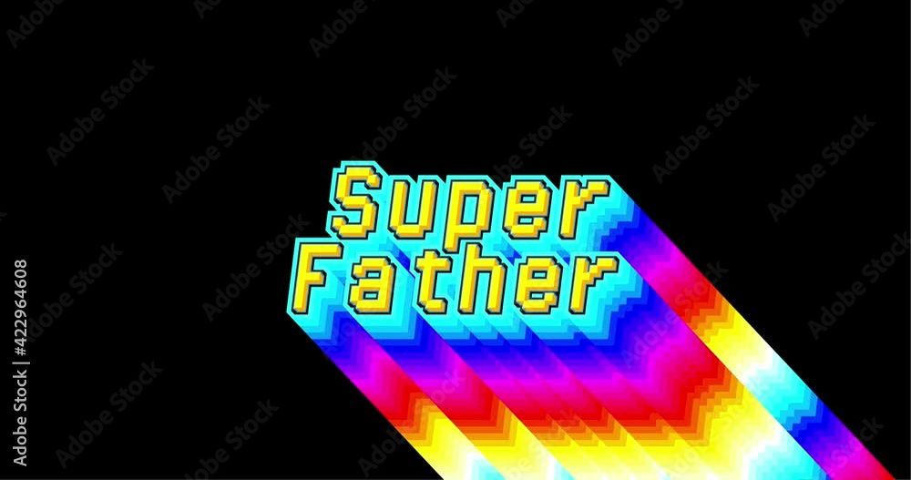 Super Father word. 4k animated with long layered multicolored shadow ...