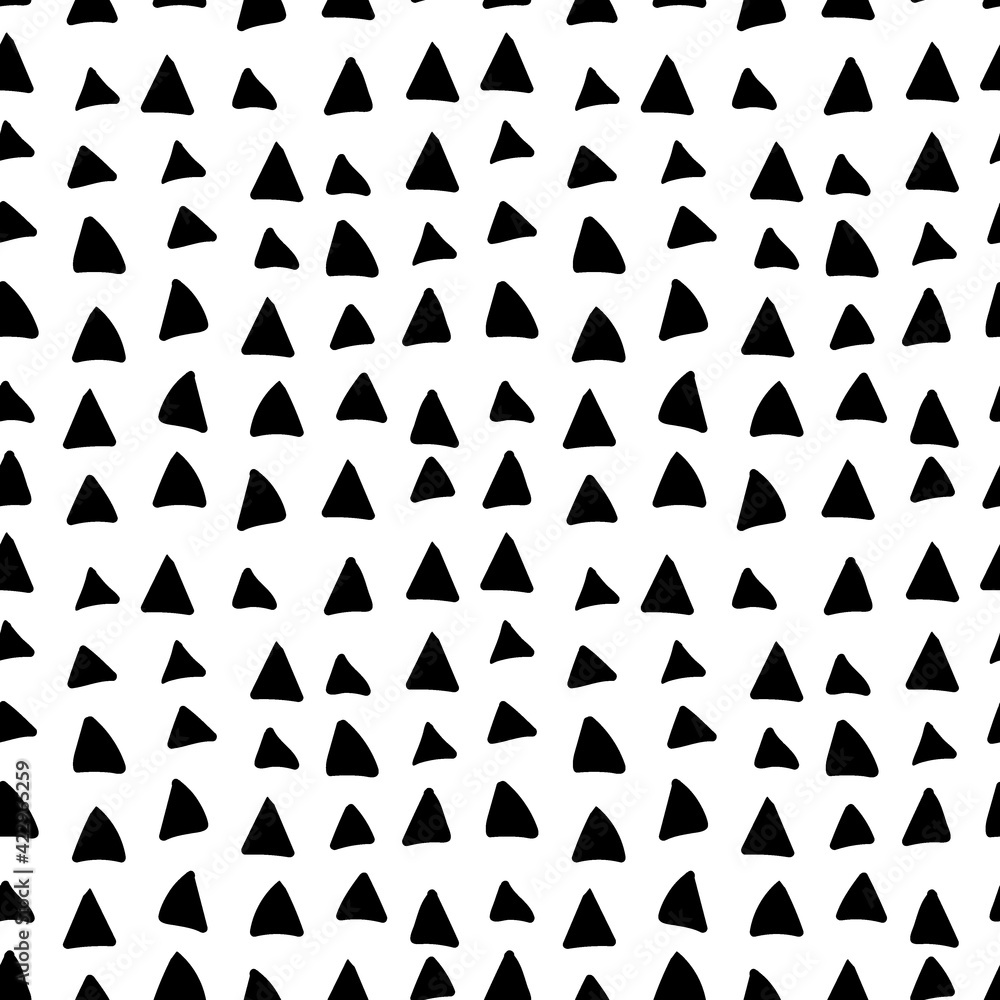 Black triangles seamless pattern.Monochrome vector abstract pieces ...
