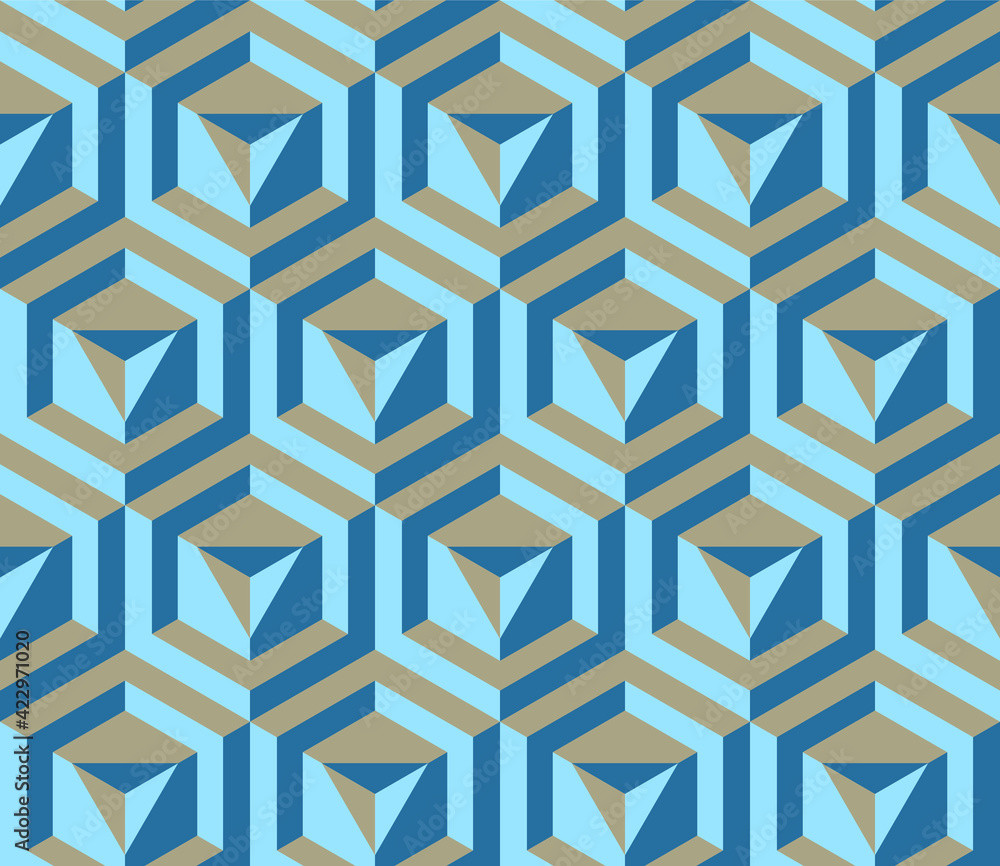 Seamless geometric pattern. Cubes. Triangles. Optical illusions. Op Art ...