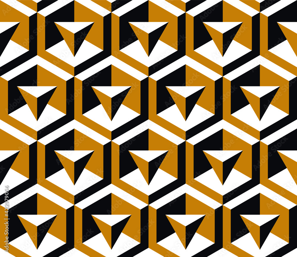Seamless geometric pattern. Cubes. Triangles. Optical illusions. Op Art ...